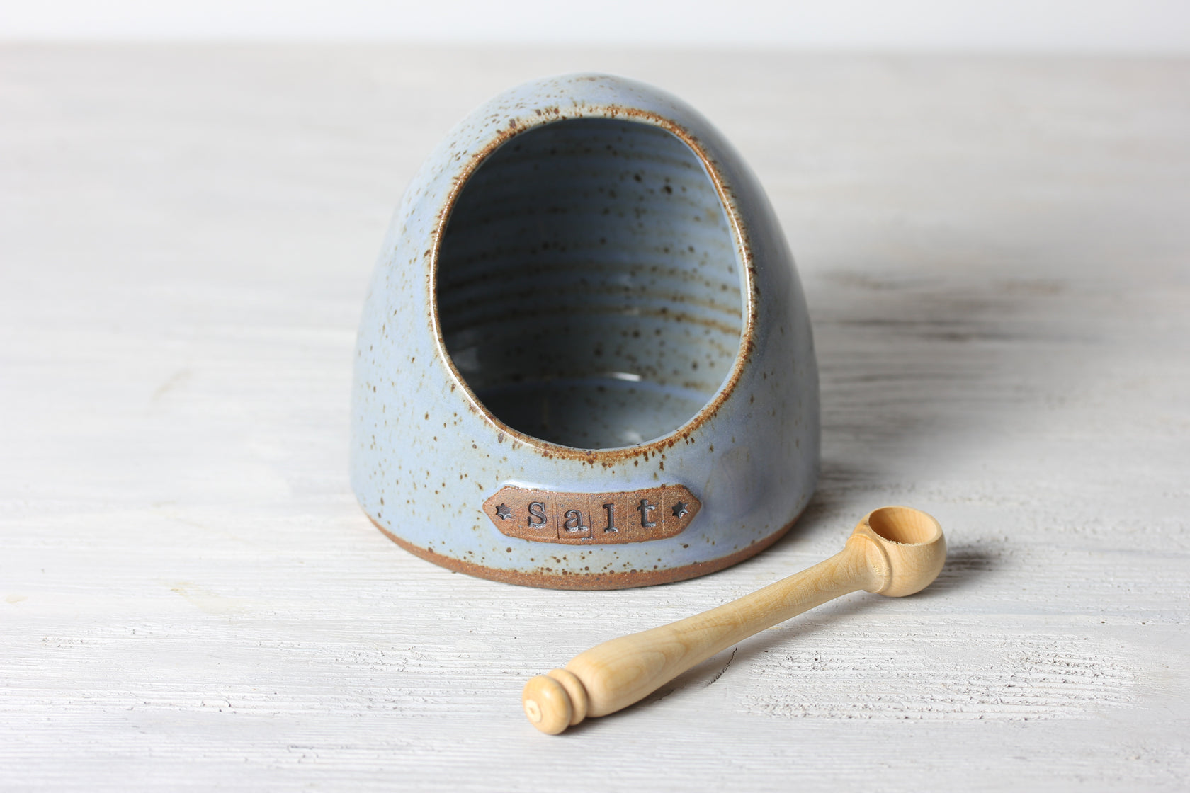 Rustic Pottery Salt Pig with Wooden Spoon: Pinch of Charm – The Little ...