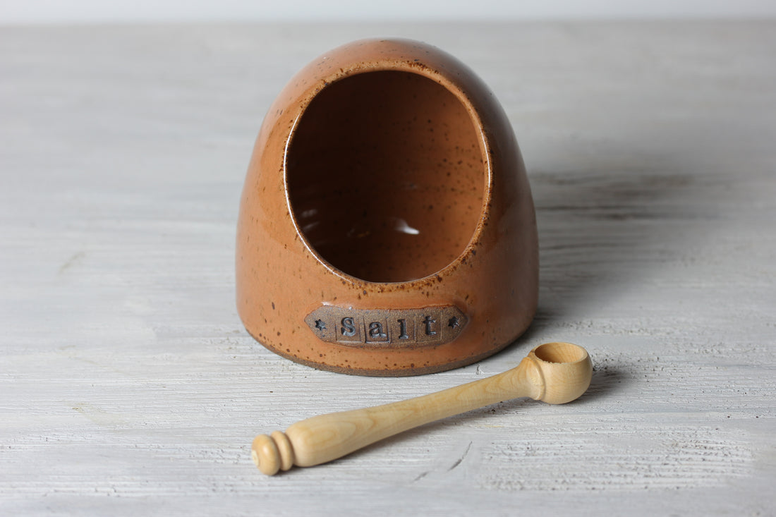 Rustic Pottery Salt Pig with Wooden Spoon: Pinch of Charm – The Little ...